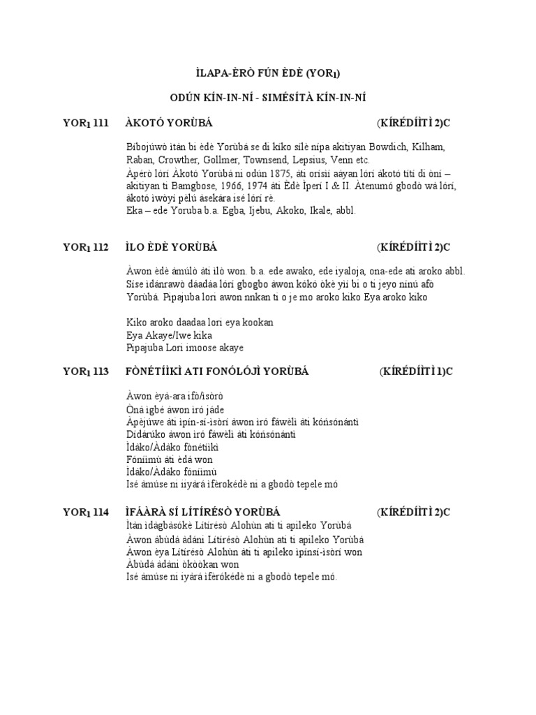 Languages (Yoruba) | PDF