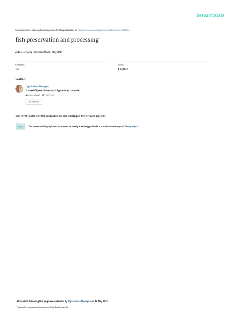 Fish Preservation and Processing | PDF | Radical (Chemistry) | Decomposition