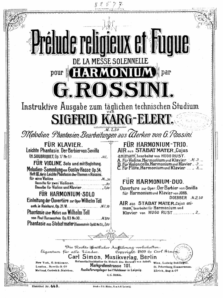 IMSLP337148-PMLP29942-Rossini, Petite Messe, Preludio Religioso, Ed - Karg-Elert, Scal50 | PDF