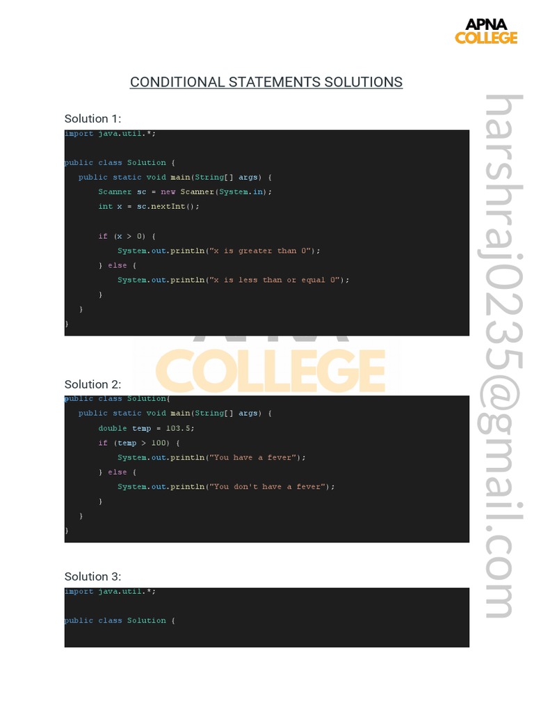 Conditional Solutions Pdf Boolean Data Type Computer Programming