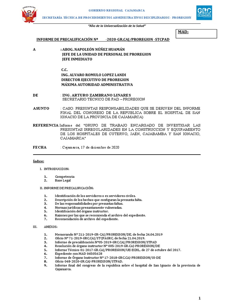 Informe De Precalificación San Ignacio Pdf Presupuesto Regulación