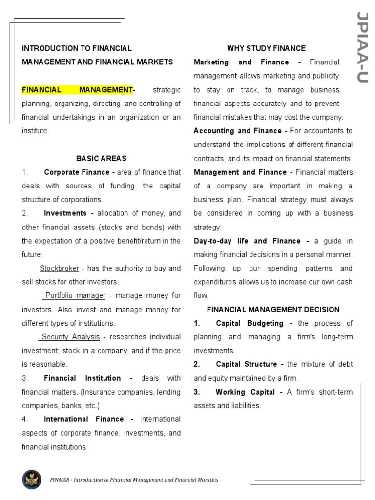 FINMAR_Introduction to Financial Management and Financial Markets.docx ...