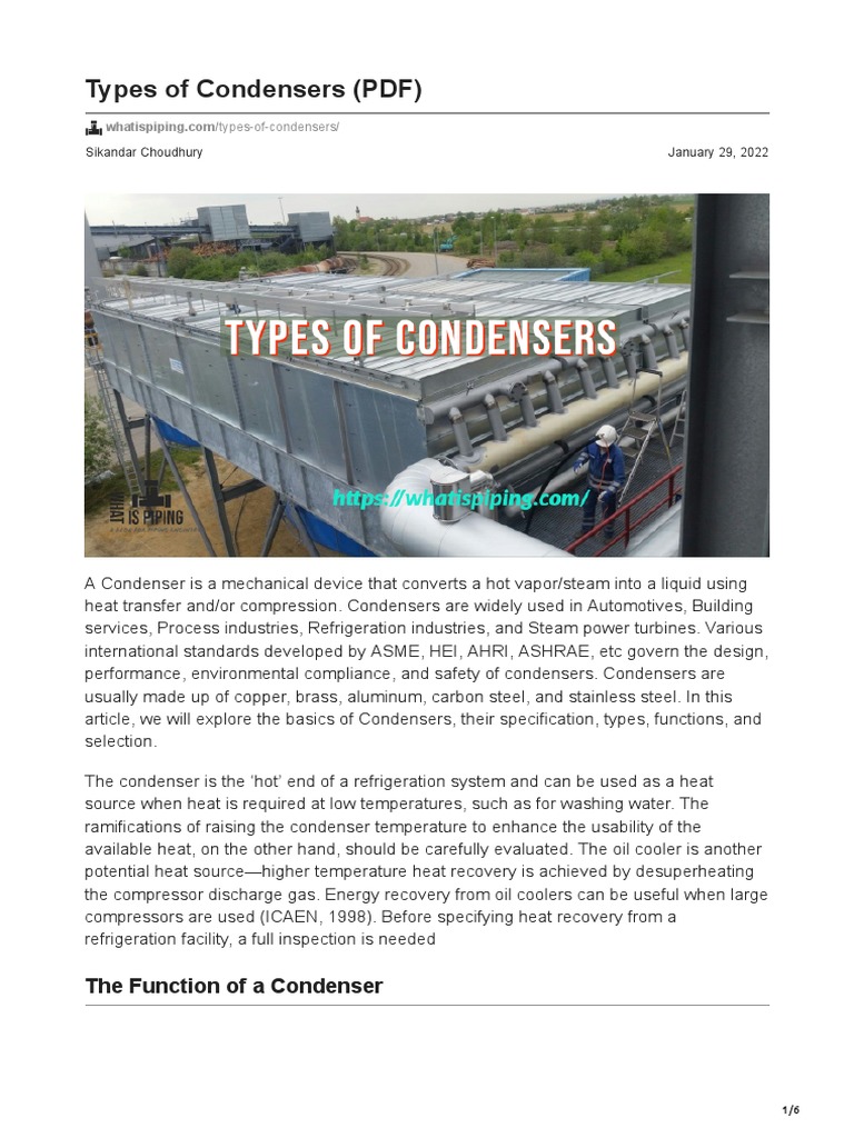 Condenser and It's Types | PDF | Heat Exchanger | Refrigerator
