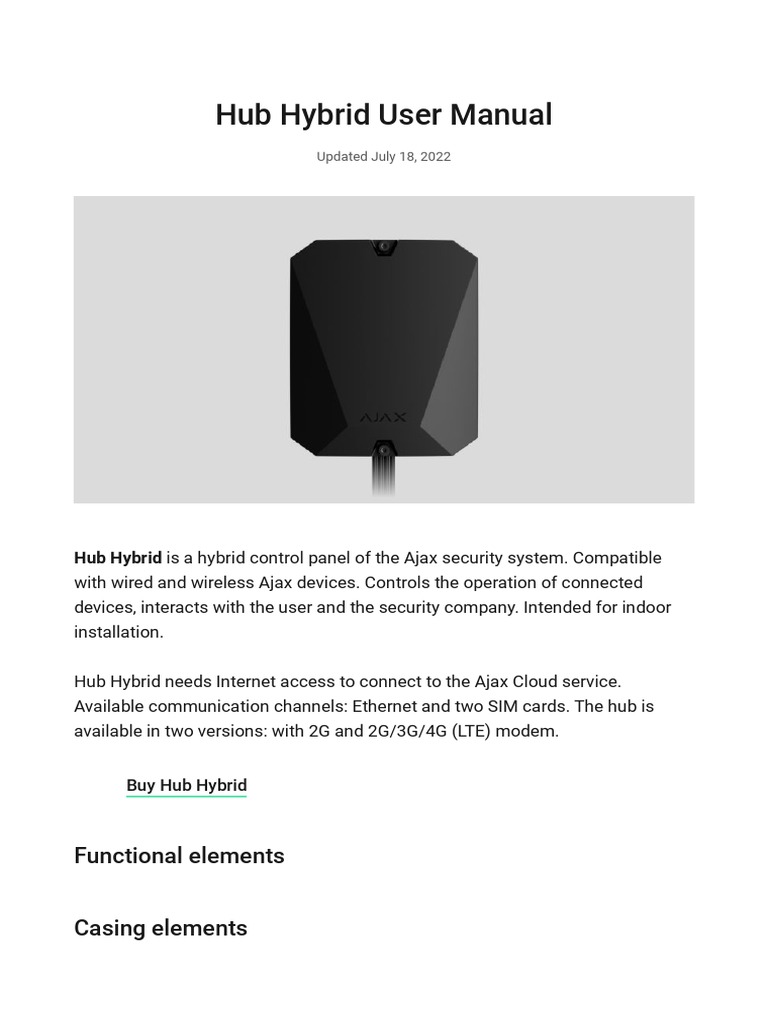 Hub Hybrid User Manual for Ajax Systems | PDF | Security Alarm | Cloud ...