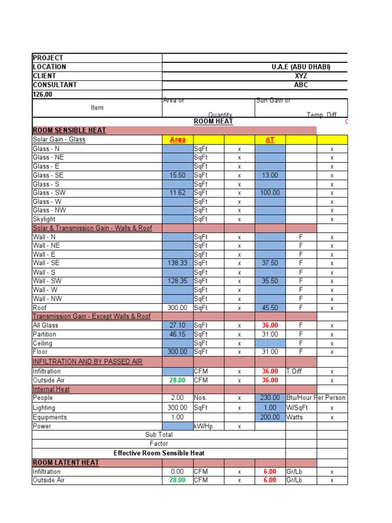E-20HEAT LOAD SHEET | PDF | Ventilation (Architecture) | Mechanical ...