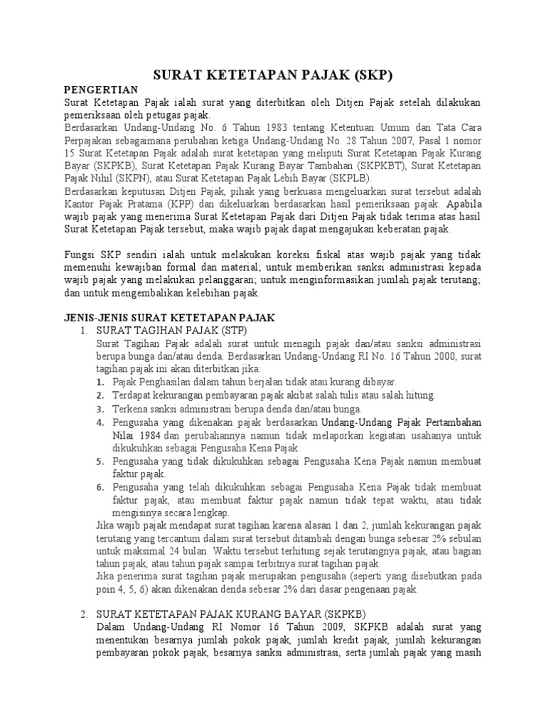 Jenis dan Fungsi Surat Ketetapan Pajak | PDF