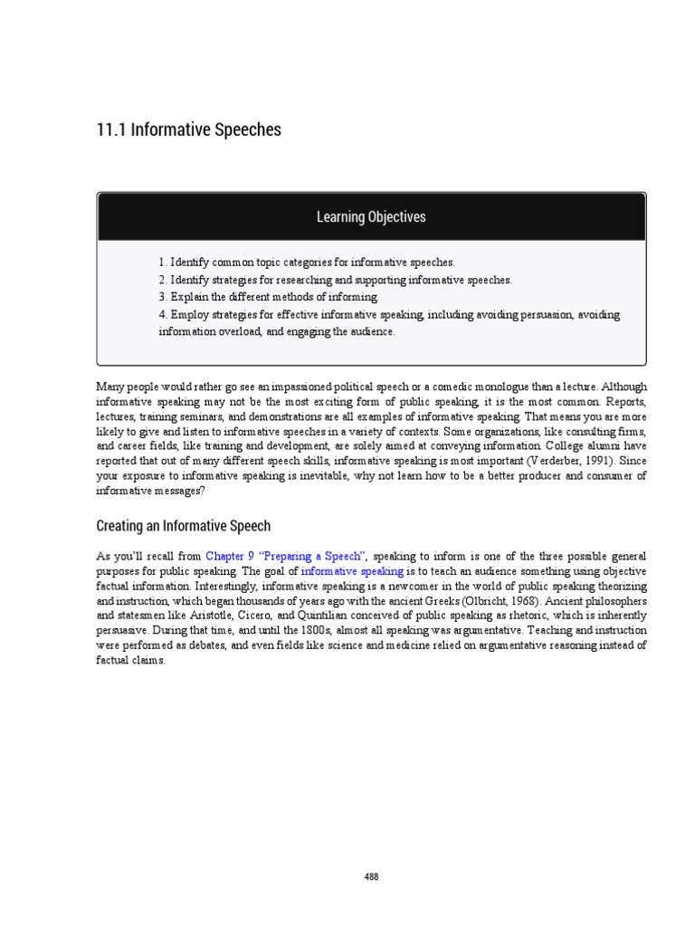Informative Speech | PDF | Public Speaking | Persuasion
