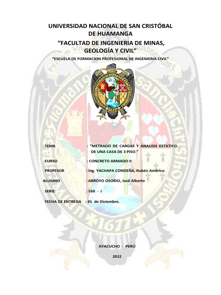 Trabajo de Metrado de Cargas | Descargar gratis PDF | edificio | Materiales de construcción