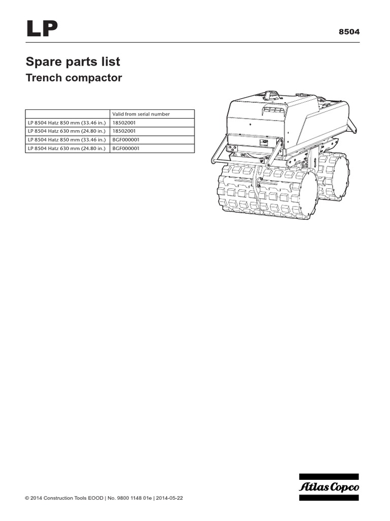 Spare Parts List: Trench Compactor | PDF | Screw | Machines