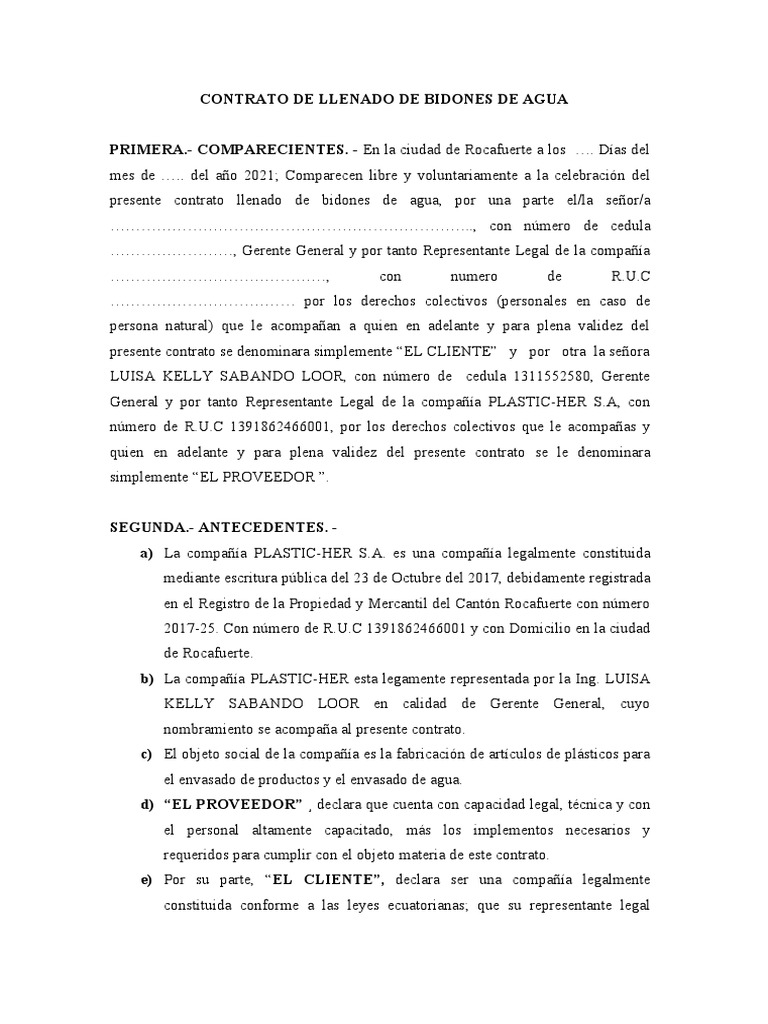 Contrato Clientes Pastic-Her | PDF