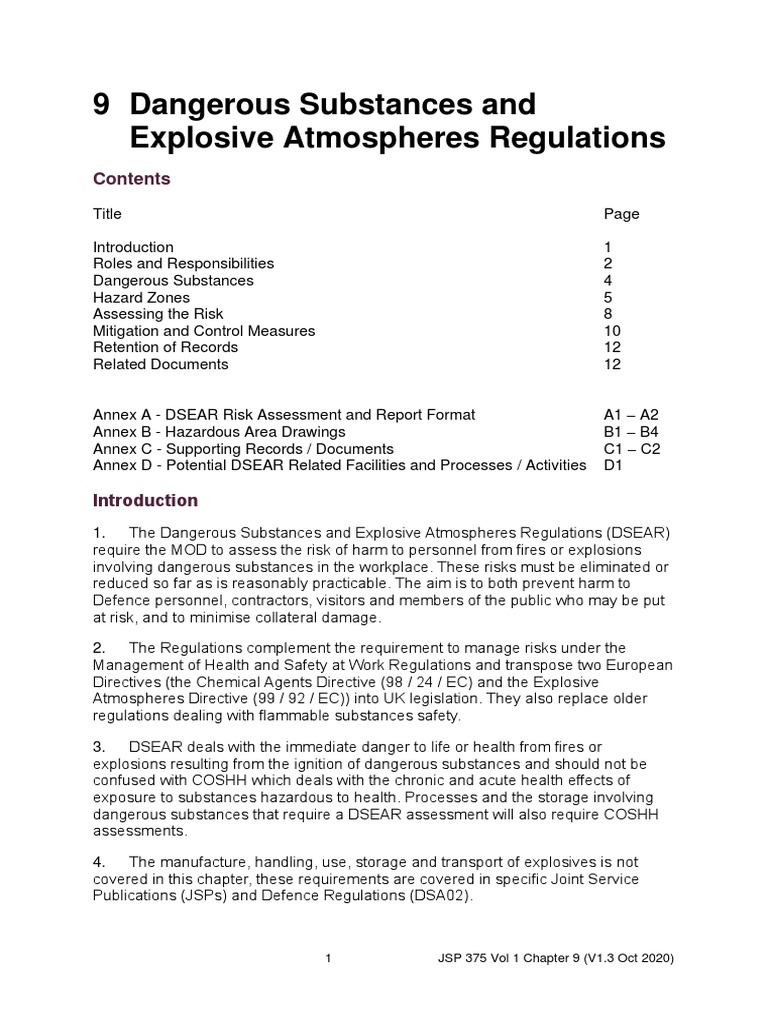 JSP375 Vol1 Chapter 09 V1.3 Dangerous Substances and Explosive ...