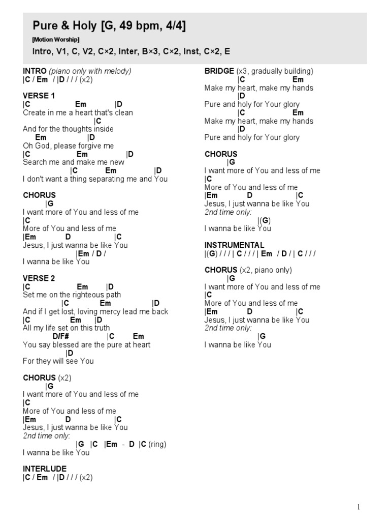 Pure & Holy - G | PDF | Musical Forms