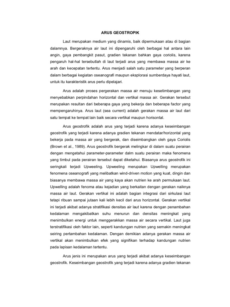 Arus Geostropik dalam Lautan | PDF