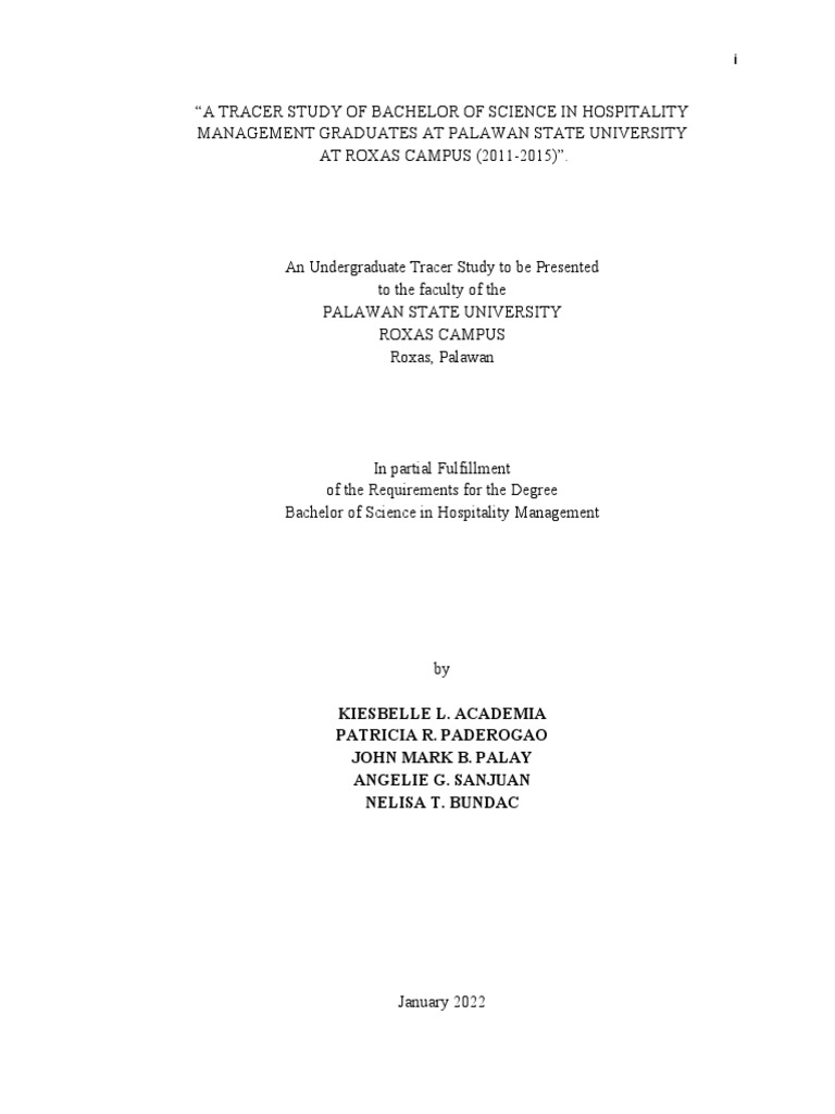 Tracer Study of Hospitality Graduates | PDF | Science | Cognition