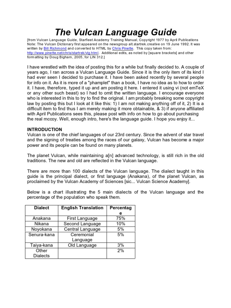 Vulcan Guide | PDF | Stress (Linguistics) | Vowel