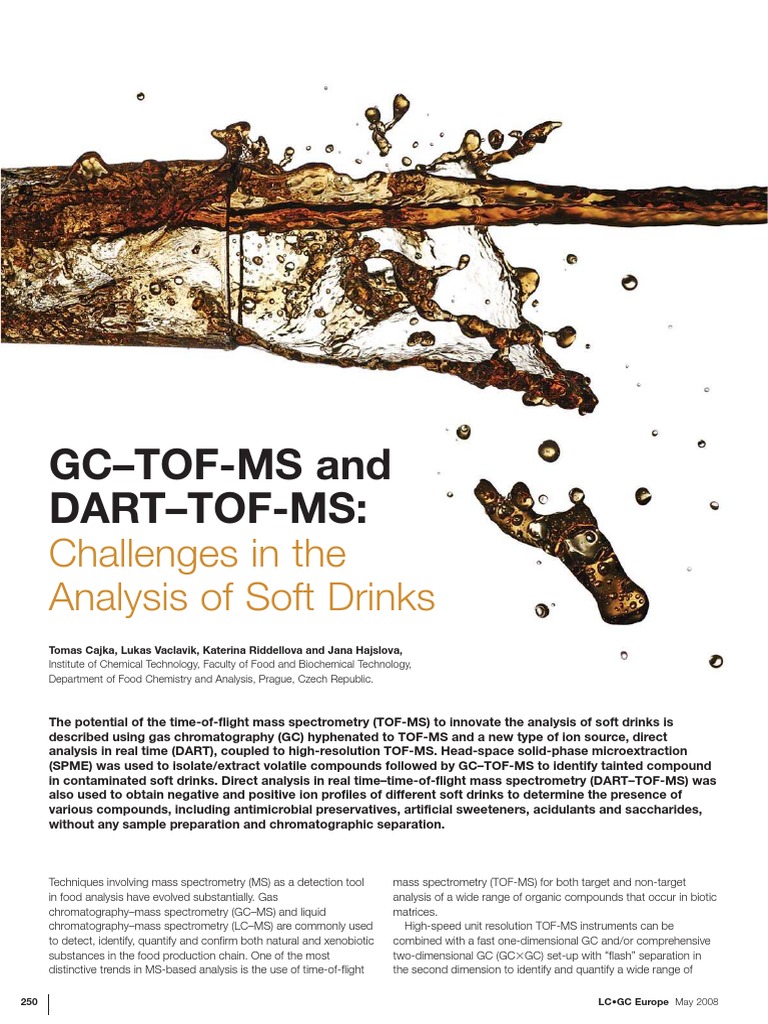 GC-TOF-MS and DART-TOF-MS Analysis of Soft Drinks | PDF | Mass Spectrometry | Gas Chromatography