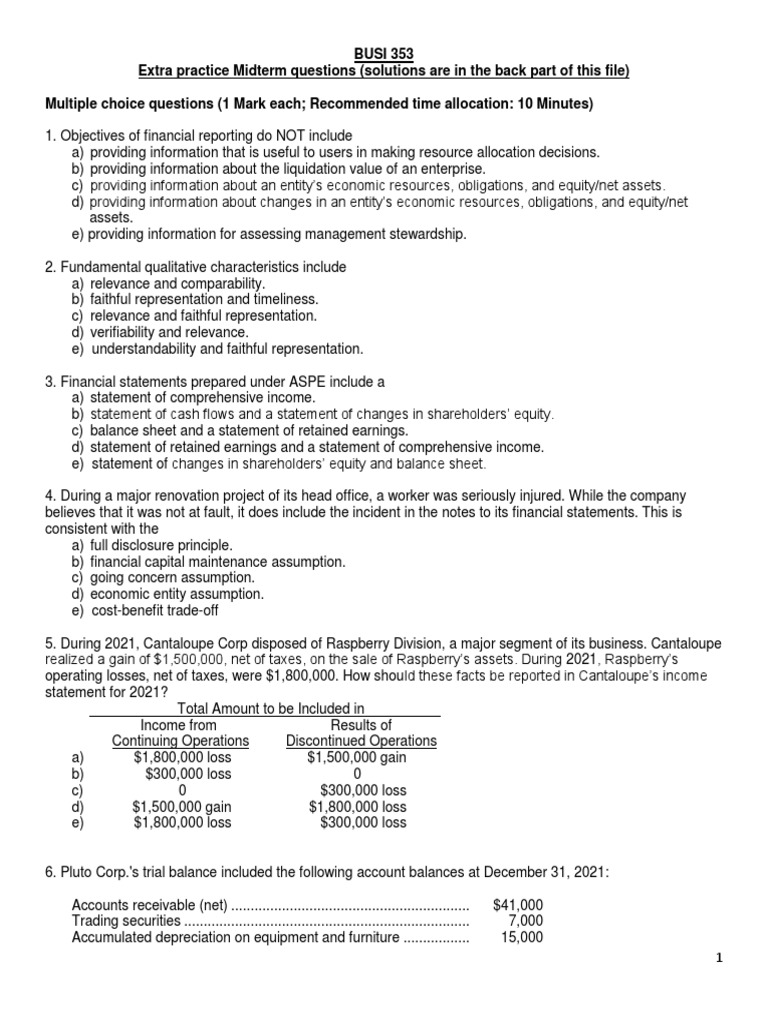 Practice Midterm Questions JAN 2022 Second With SOLUTIONS v7 | PDF | Retained Earnings | Expense
