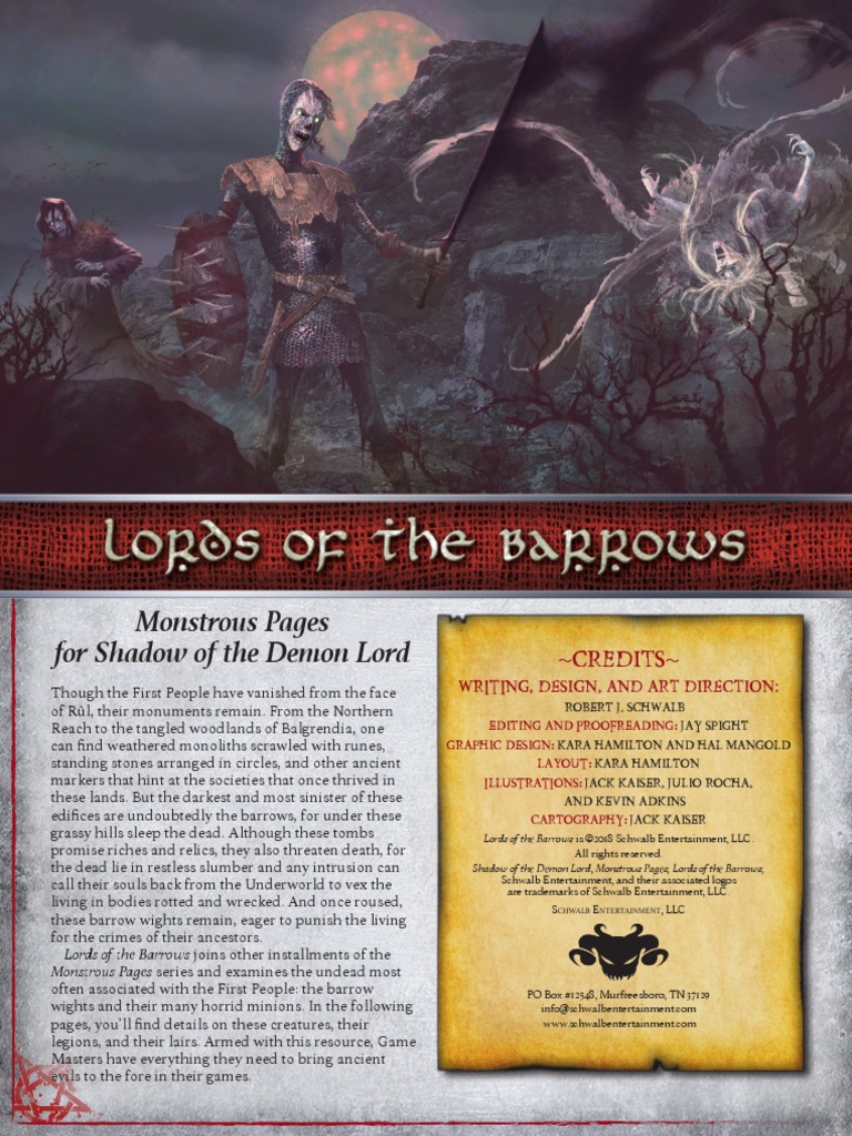 SotDL - Monstrous Pages - Lords of The Barrows | PDF | Burial | Witchcraft