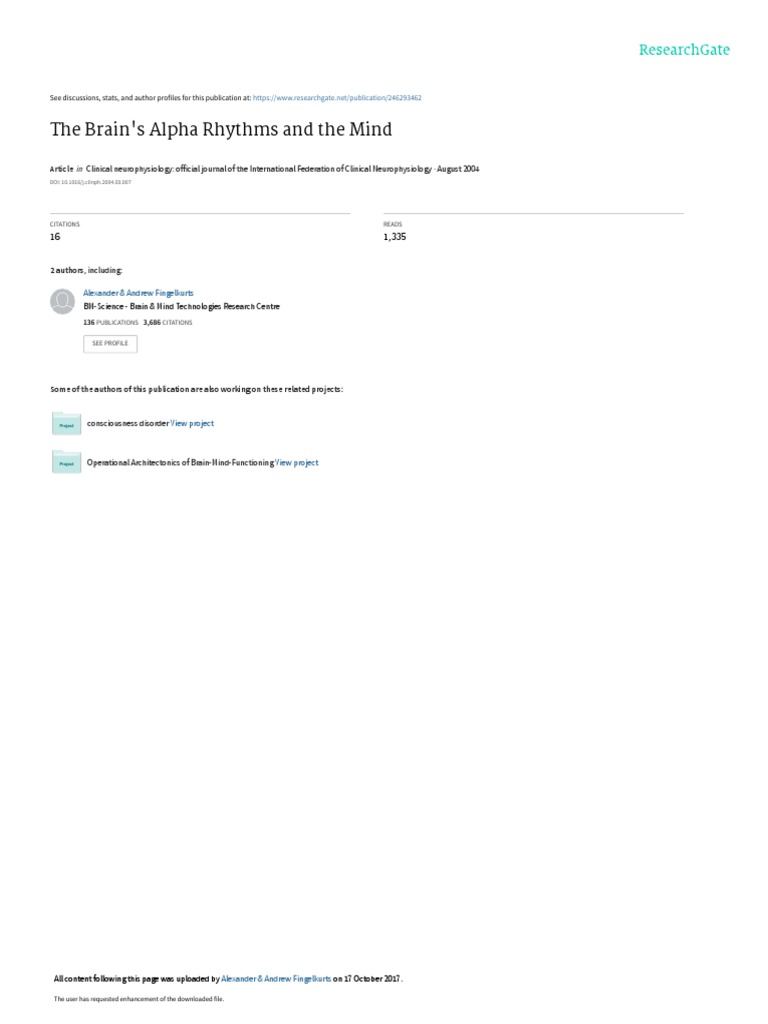 The Brains Alpha Rhythms and The Mind | PDF | Neural Oscillation | Electroencephalography