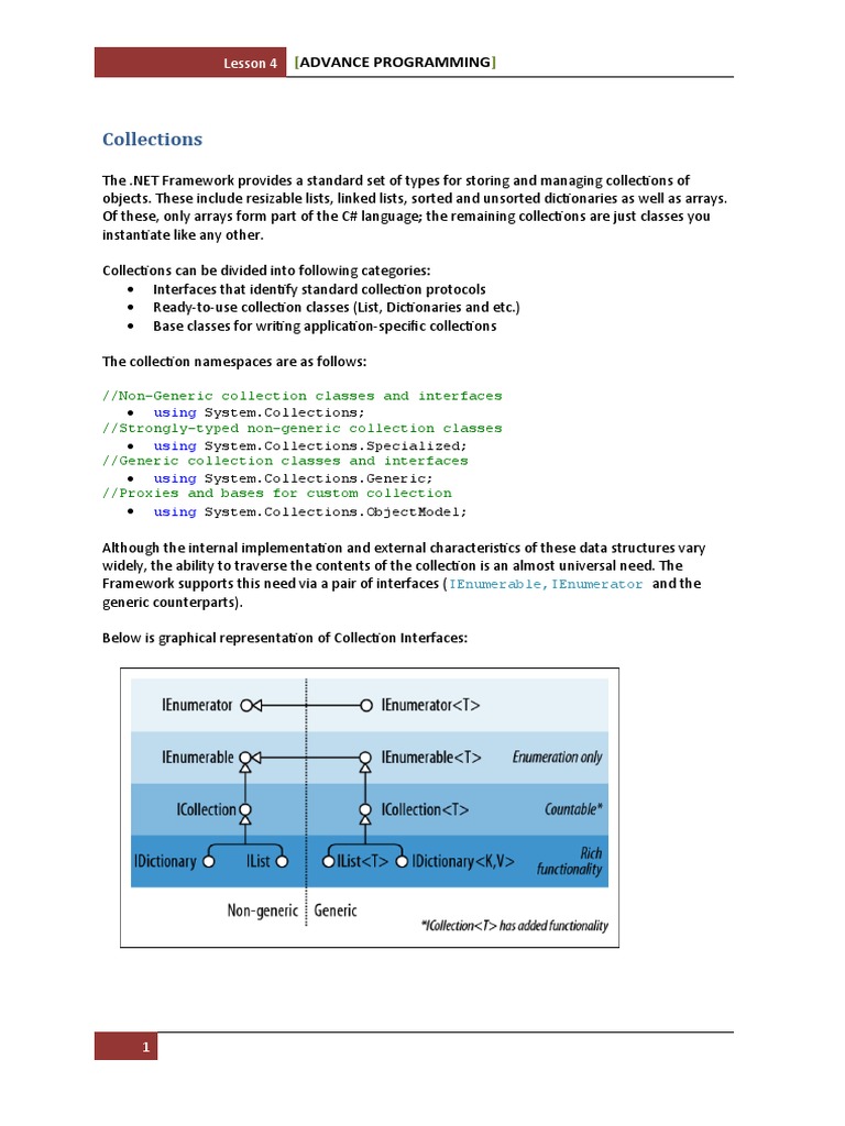 Lesson 4 Collections Pdf Parameter Computer Programming Class Computer Programming