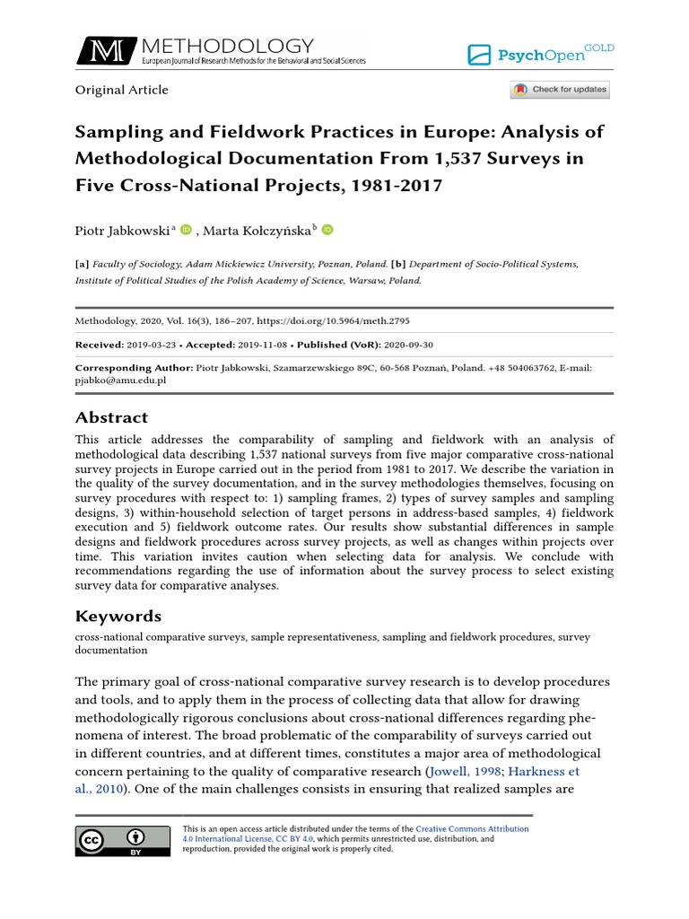 Sampling and Fieldwork Practices in Europe Analysi | PDF | Survey Methodology | Sampling ...
