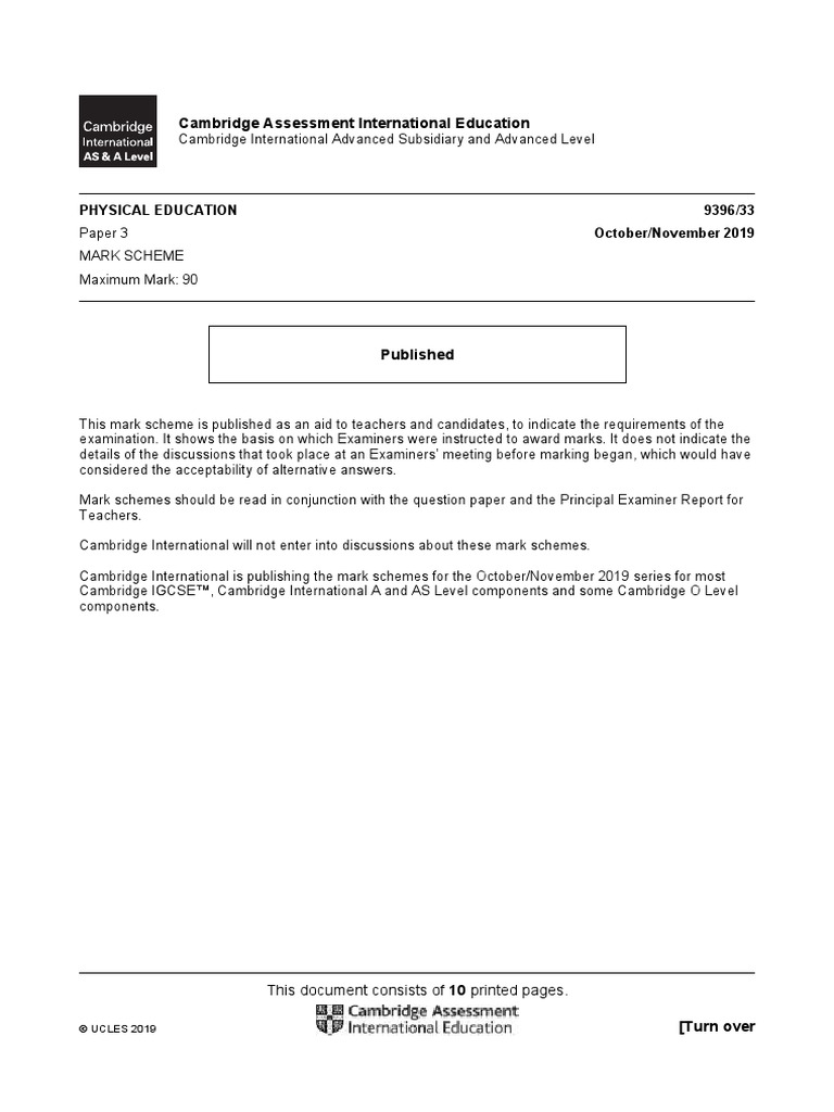 Cambridge Assessment International Education: Physical Education 9396/ ...