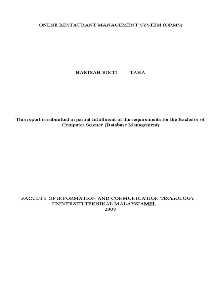 Online Restaurant Management System GOOD | PDF | Databases | Database ...