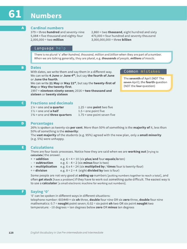 Unit 61 Numbers | PDF