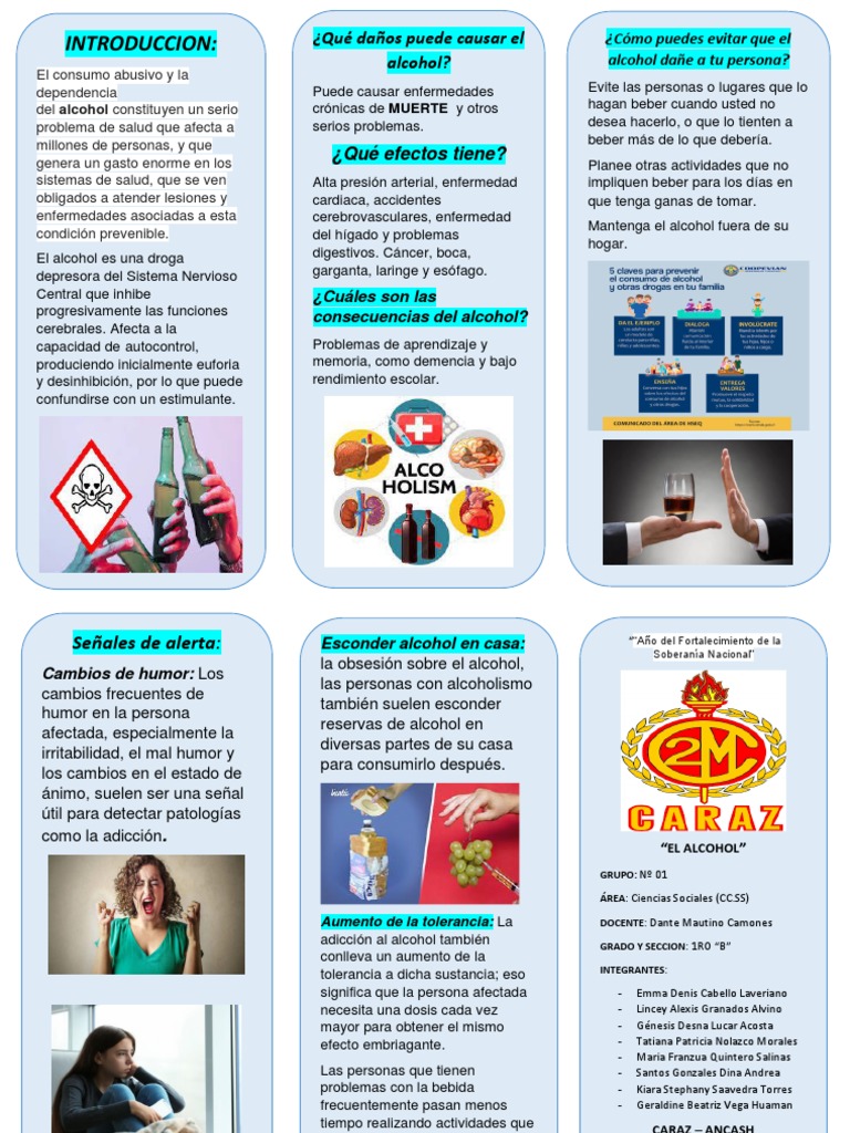 Triptico Del Alcohol | PDF | Alcoholismo | Medicina CLINICA