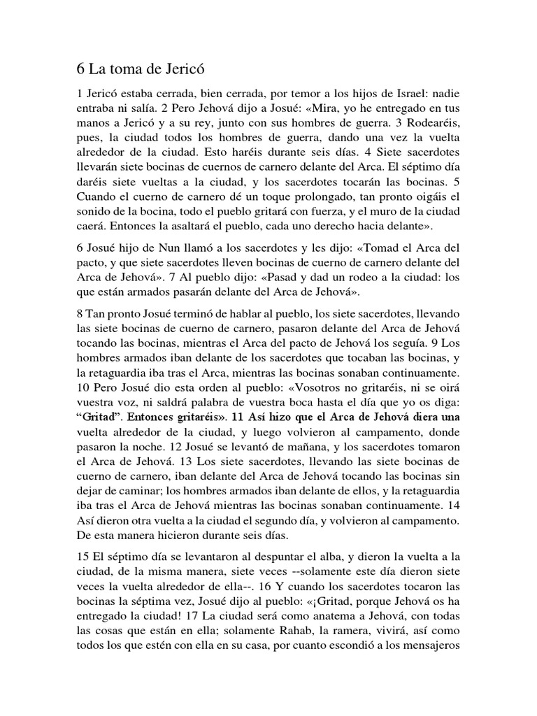 6 La Toma de Jericó | PDF | Arca de la Alianza | Joshua