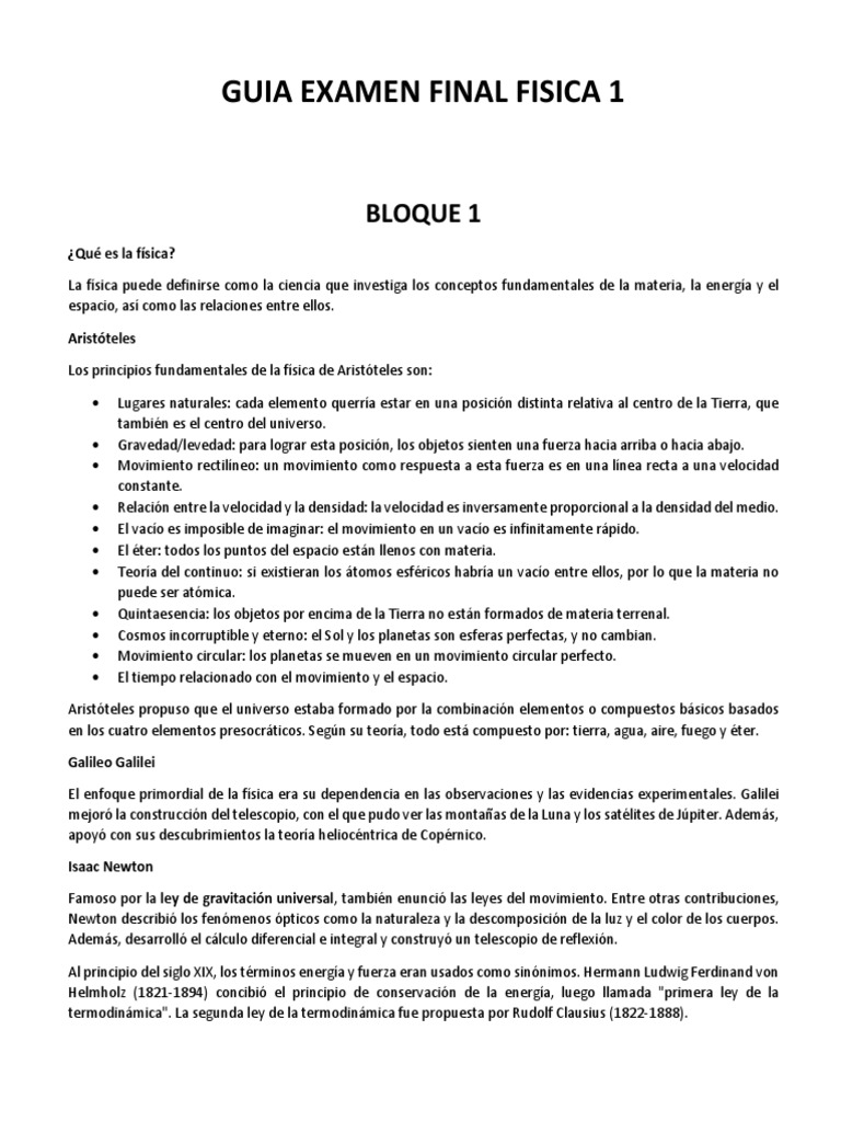 Guia Examen Final Fisica 1 | PDF | Fuerza | Física