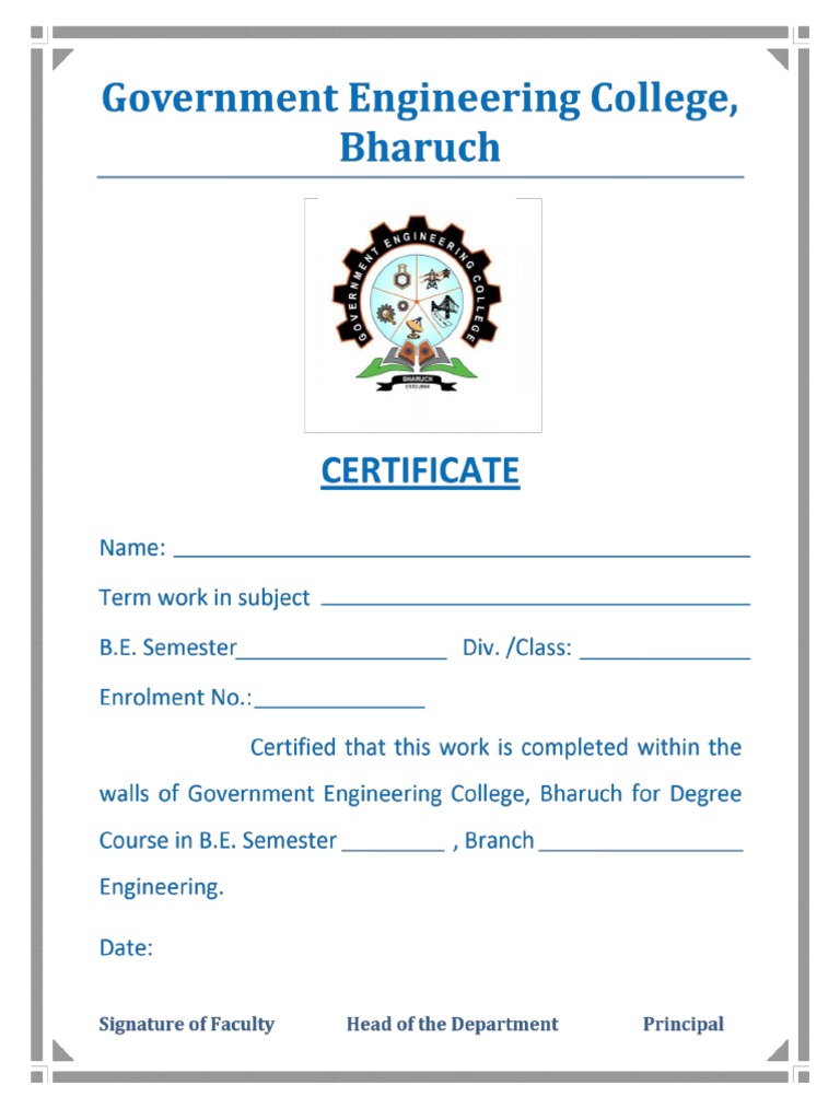 GEC Bharuch Certificate | PDF
