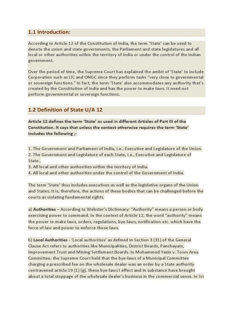 Understanding Article 12: Definition of State | PDF | U.S. State ...