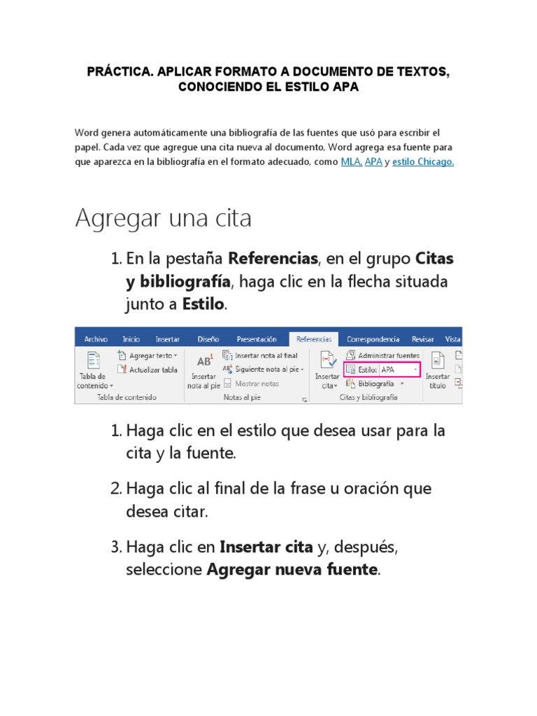Aplicar formato APA en Word | PDF | Bibliografía | Microsoft Word