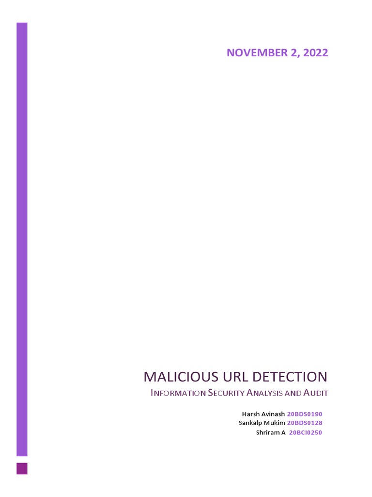 MALICIOUS URL DETECTION | PDF | Malware | Phishing