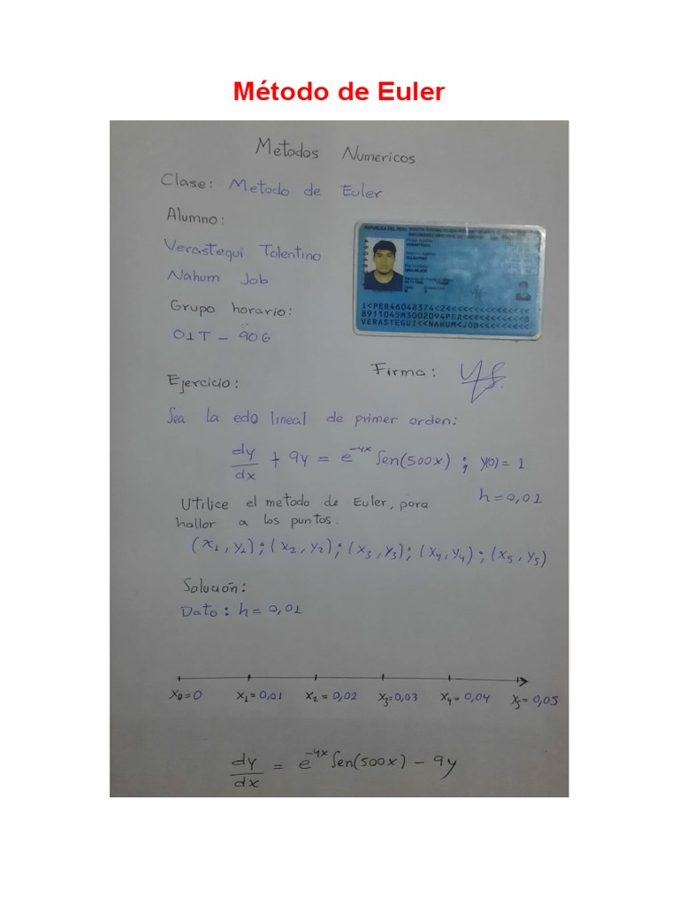 El método de Euler para resolver ecuaciones diferenciales de primer ...