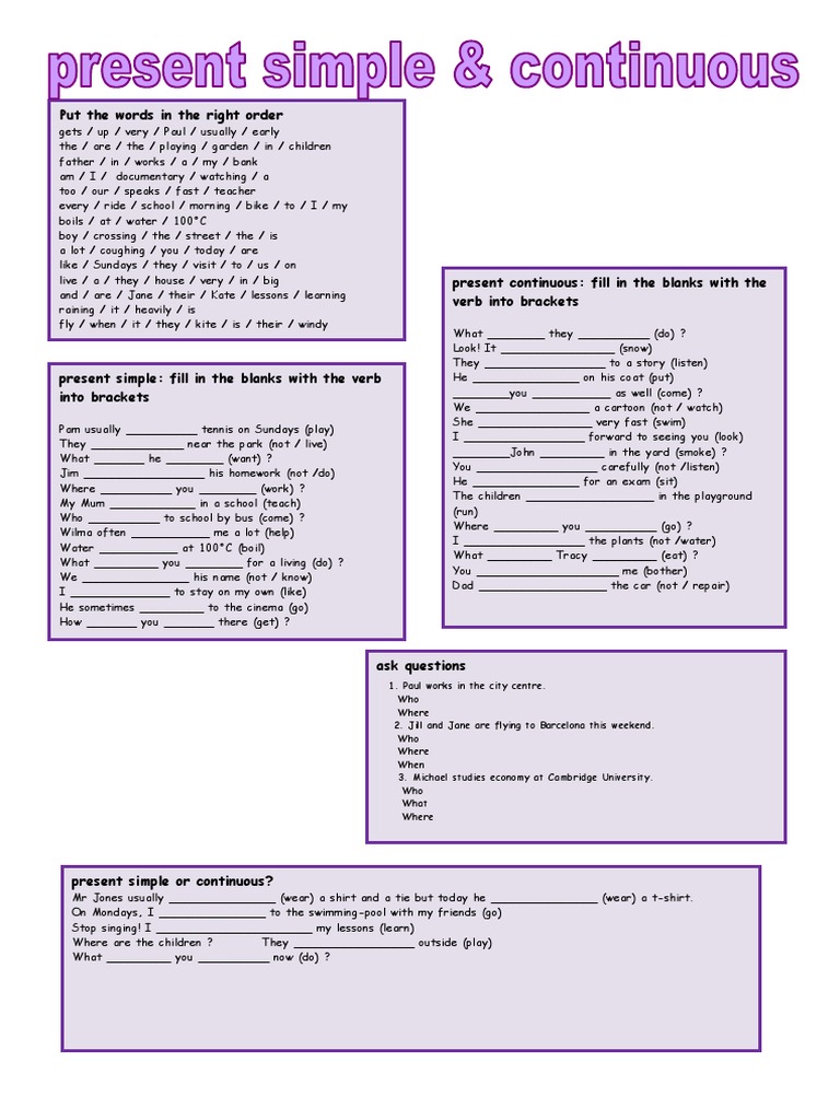 Present Simple and Continuous | PDF