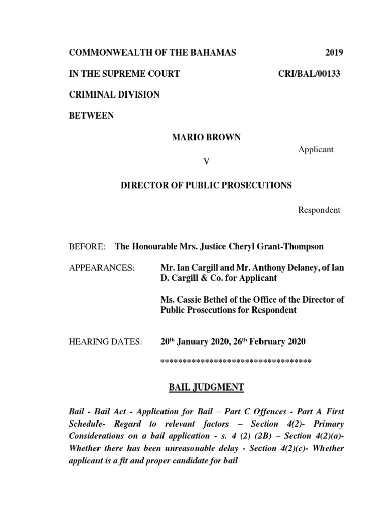 Mario Brown Bail Application UPDATED | PDF | Bail | Arrest