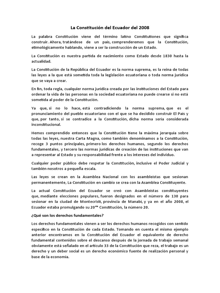 La Constitución Del Ecuador Del 2008 | Descargar gratis PDF ...