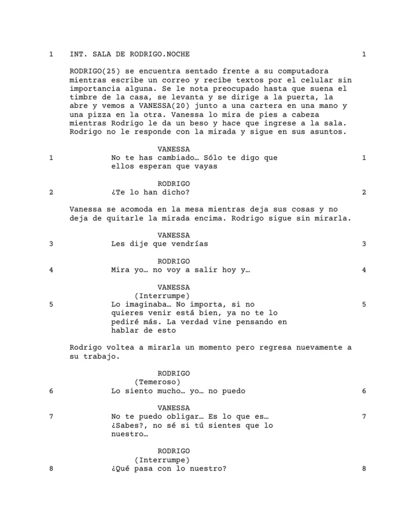 Script El Amor Muere Esta Noche - Daniel Dillon | PDF