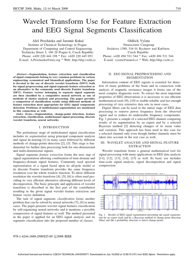 Wavelet Transform Use For Feature Extraction and EEG Signal Segments Classification | PDF ...