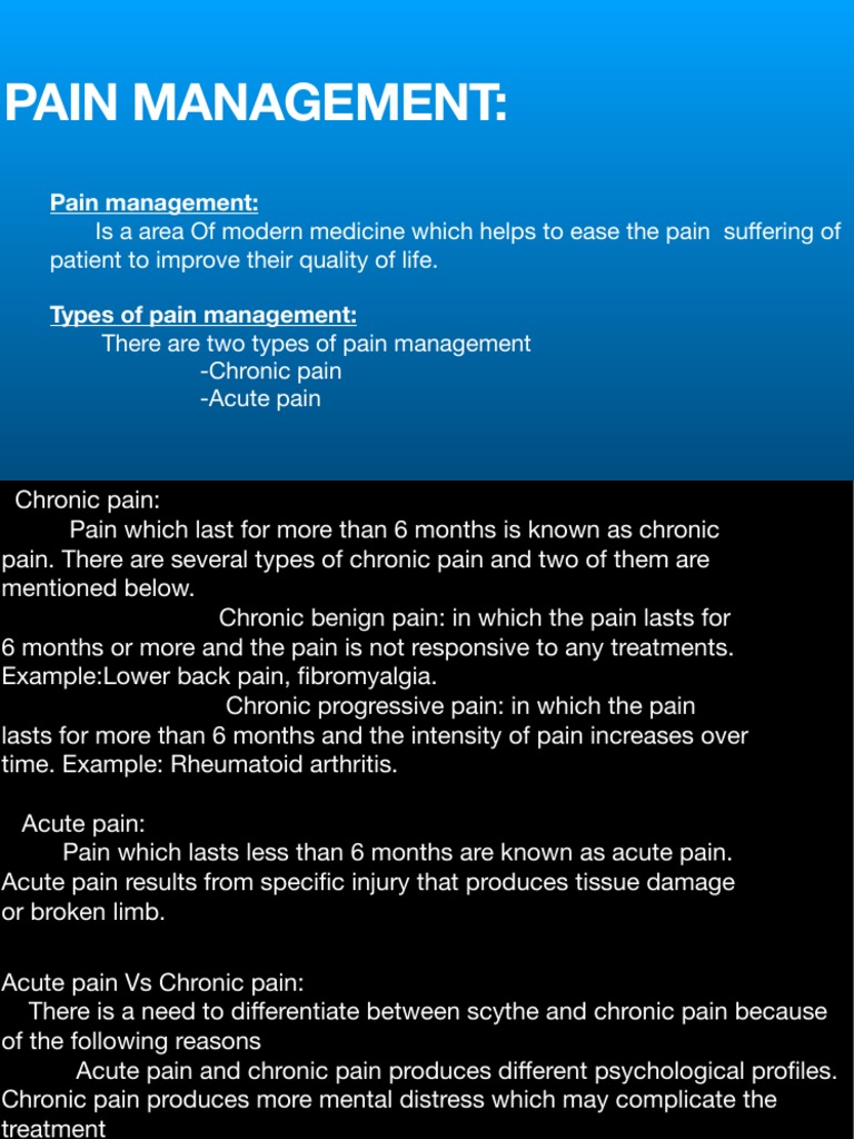 An Overview of Pain Management: Differentiating Between Acute and ...
