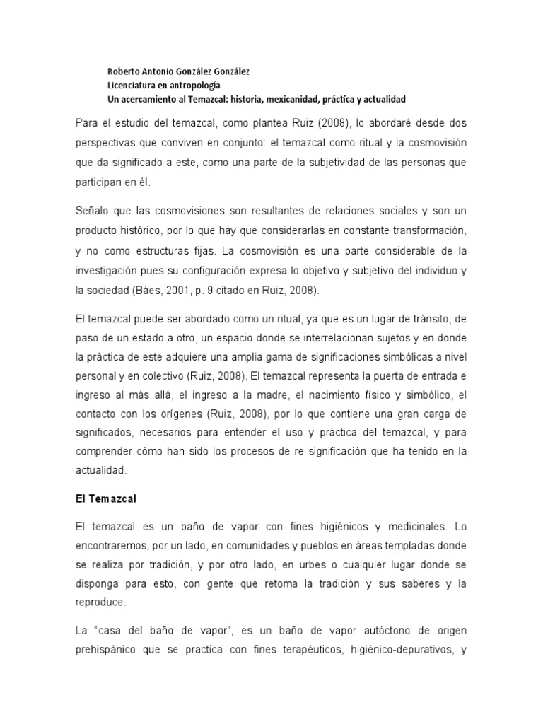 Temazcal Un Acercamiento Al Temazcal | PDF | México | Mesoamérica