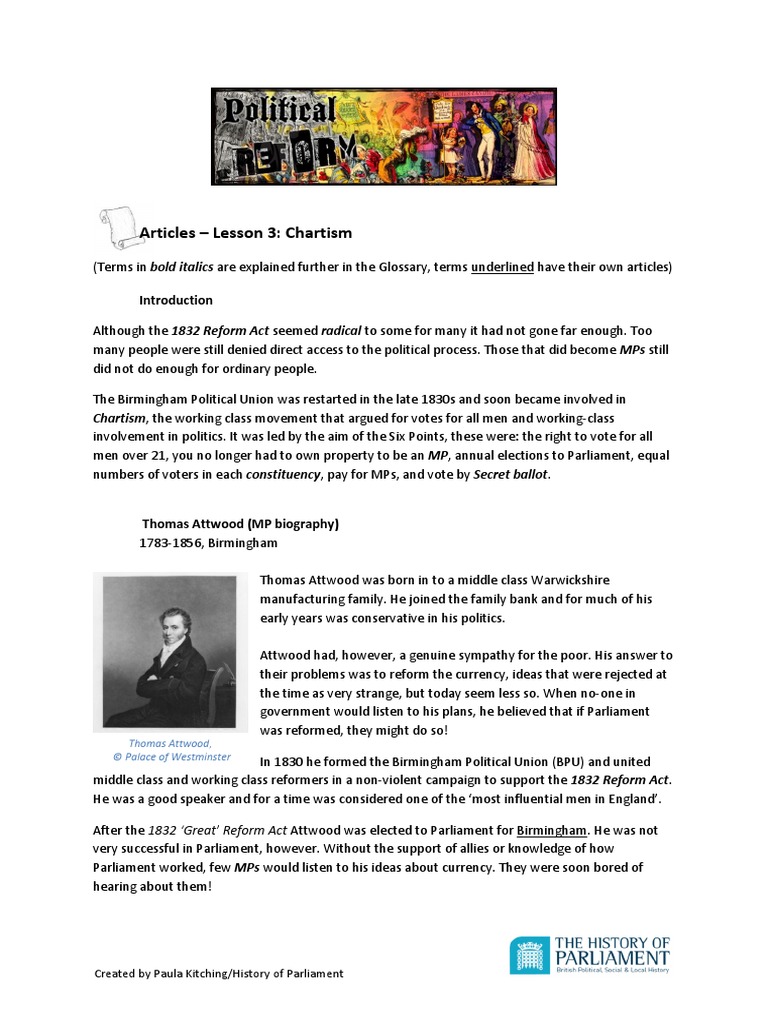 Articles Lesson 3 Chartism | PDF