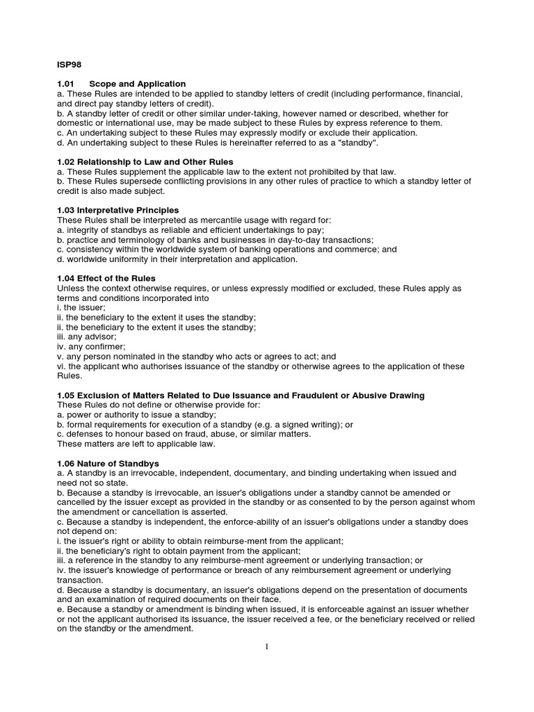 ISP98 | PDF | Letter Of Credit | Information