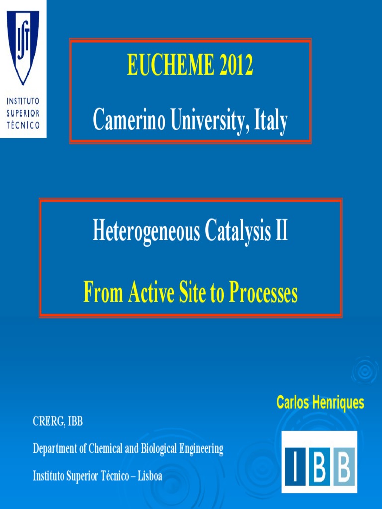 Prof Carlos M F B Henriques 2 Pdf Heterogeneous Catalysis Catalysis