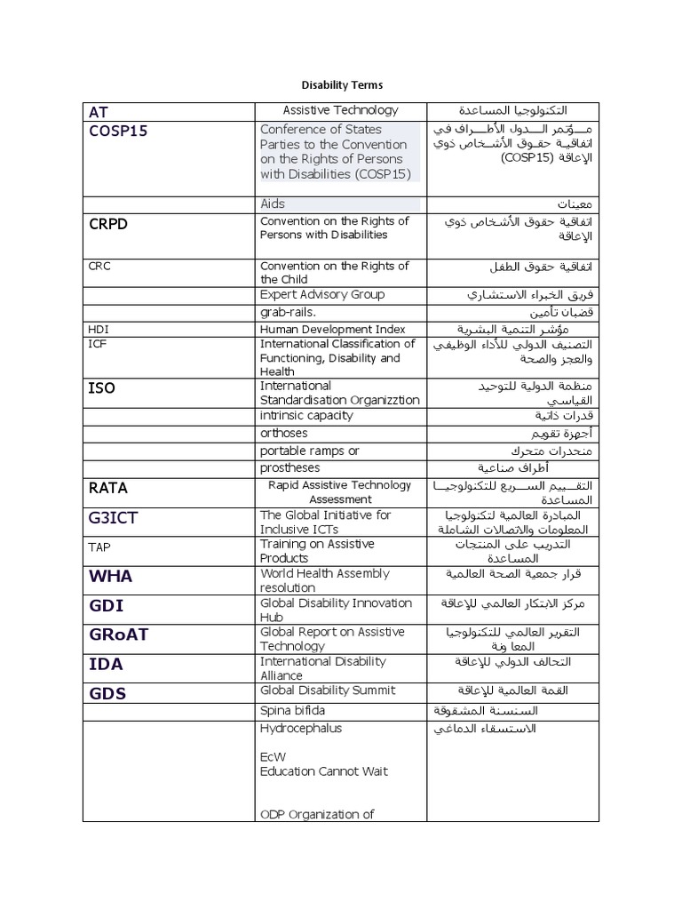 Disability Terms Pdf