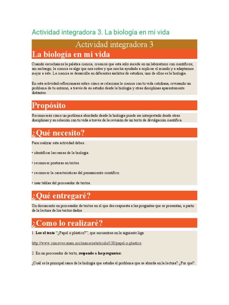 Actividad Integradora 3 | PDF | Biología | Vida