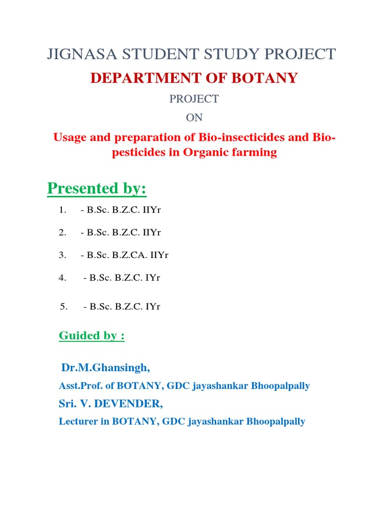Jignasa Student Study Project: Presented by | PDF | Pesticide | Organic ...