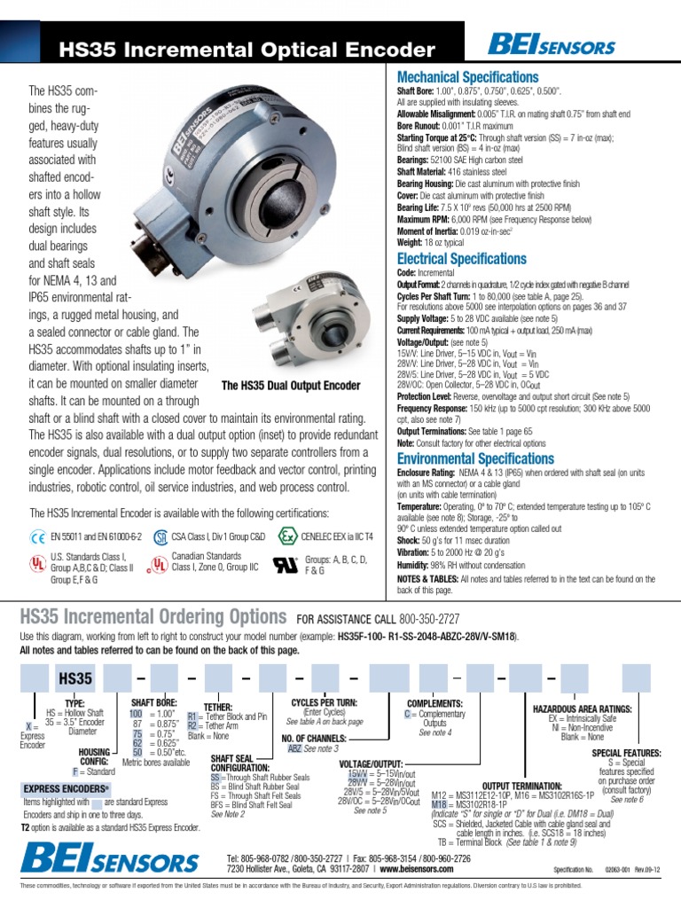 hs35 Incremental Encoder-1063011 | PDF | Electrical Engineering | Electricity